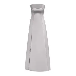 ANSE VICTORIN Irena Silk Duchess Strapless Gown - Grey