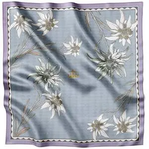 LAMBERTY MUNICH Edelweiss Alpenglow Midi Silk Scarf Ice - Blue