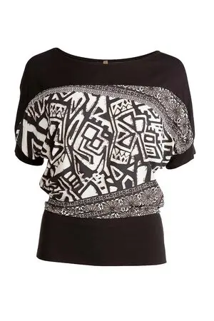 CONQUISTA Short Sleeve Top - Black
