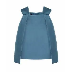 AVENUE N°29 Wool Blend Wrap Mini Skirt Teal - Blue
