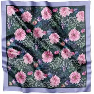 LAMBERTY MUNICH Flowers Of Regents Park Silk Scarf - Purple