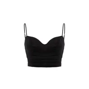 AVENUE N°29 Silk Corset Top With Straps - Black