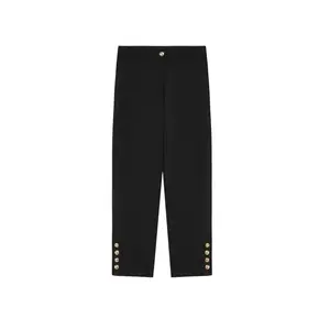 NOCTURNE Gold Button Detail Pants - Black