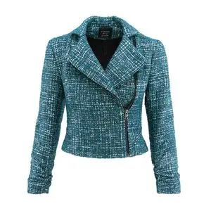 AVENUE N°29 Double Breasted Cropped Jacket With Zipper – Turquoise