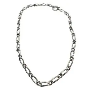 TG-JEWELLERY BY TAMARA GERVASIO Silver / Black ’s Figaro Chain – Sterling Silver With T-bar Clasp - Silver/black