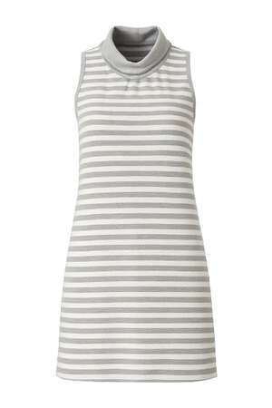 CONQUISTA Polo Neck Striped Dress - Grey