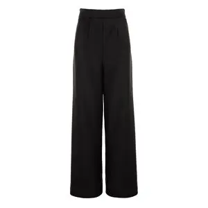 AVENUE N°29 Wool Wide Leg Trousers - Black