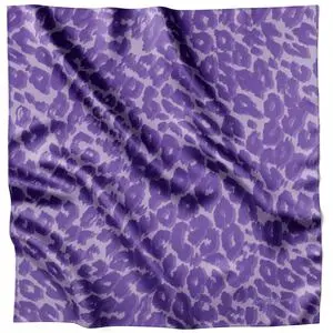 LAMBERTY MUNICH Smooth Cheetah Midi Silk Scarf Lilac - Purple