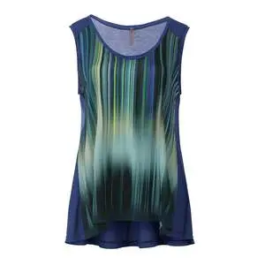 CONQUISTA Gradient Stripe A-line Sleeveless Top - Blue