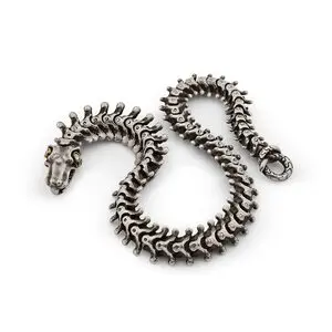 SNAKE BONES Bracelet In Sterling & 18kt Gold With Diamonds - Silver