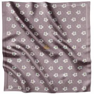 LAMBERTY MUNICH Alpine Edelweiss Midi Silk Scarf - Purple