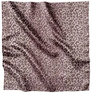 LAMBERTY MUNICH Leopard Savannah Taupe Midi Silk Scarf - Brown