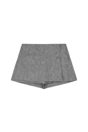 NOCTURNE Button Detail Linen Blend Skort - Grey