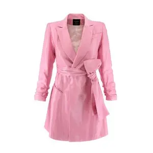 AVENUE N°29 Metallized Linen Blazer Dress With Bow & Purple - Pink
