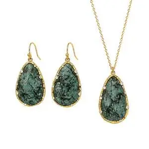 RARE MATTERS JEWELRY African Turquoise Teardrop Jewelry Set - Green