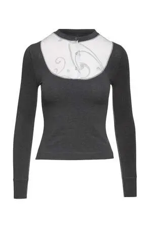 CONQUISTA Dark Top With Poplin Detail - Grey