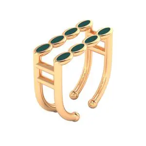 LINDA FIORE Amalei Gold Vermeil Ring With Dark Enamel - Green
