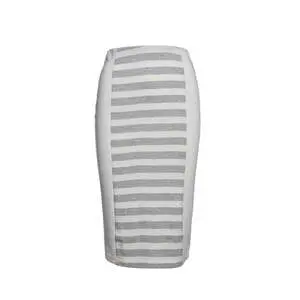 CONQUISTA Ecru & Striped Pencil Skirt - Grey