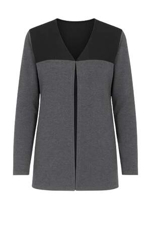 CONQUISTA Wool Blend Block Colour Cardigan Anthracite - Grey