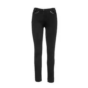 CONQUISTA Fitted Jeggings With Faux Leather Detail - Black