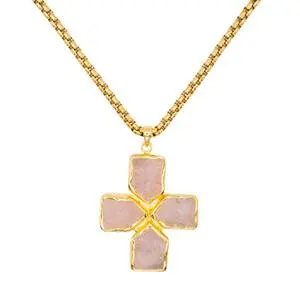 ISOLATED JEWELLERY Pink Quartz Cross