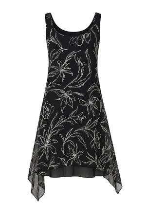CONQUISTA Sleeveless Layer Dress With Net Detail - Black