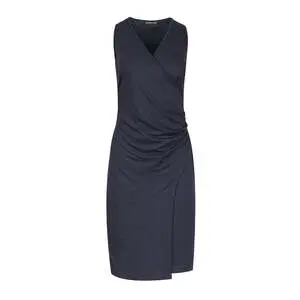 CONQUISTA Wrap Style Sleeveless Dress In Navy - Blue
