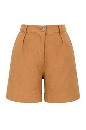 CONQUISTA Faux Leather Bermuda Shorts - Brown