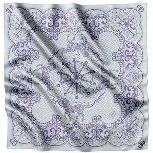 LAMBERTY MUNICH Horse Festivity Light Midi Silk Scarf - Blue