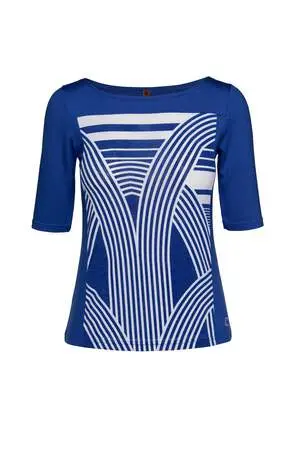 CONQUISTA Printed Half-sleeved Top - Blue