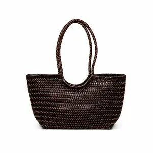 RIMINI Hand Weaving Leather Bucket Dark