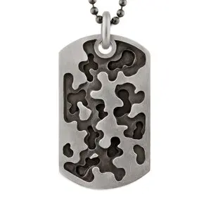 SNAKE BONES Camouflage Dog Tag In Sterling - Silver