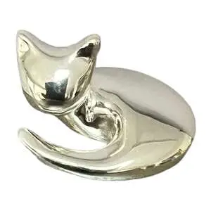 YENNY COCQ LLC Curled Up Cat - Silver