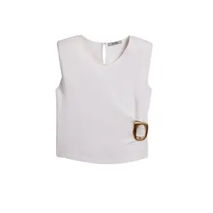 NOCTURNE Sleeveless Buckle-detail Blouse - White