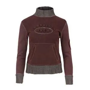 CONQUISTA Long Sleeve Top With Embroidery Detail - Brown