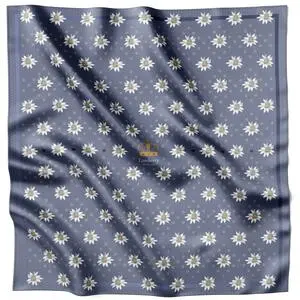 LAMBERTY MUNICH Alpine Edelweiss Midi Silk Twill - Blue