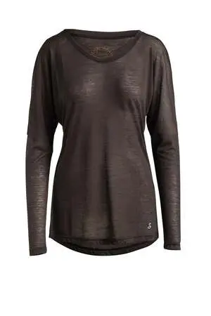 CONQUISTA Knit Top With Long Batwing Sleeves In Stretch Jersey Sustainable Fabric - Brown