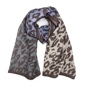LAMBERTY MUNICH Leopard-print Wool And Silk Stole Green