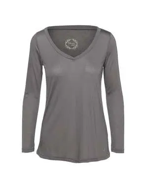CONQUISTA Dark V Neck Top Swl - Grey
