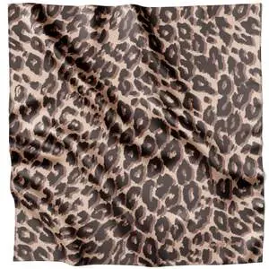 LAMBERTY MUNICH Neutrals Smooth Cheetah Midi Silk Scarf Dark - Brown