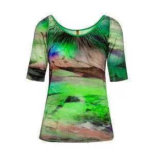 CONQUISTA Swirly Print Scoop Neck Top