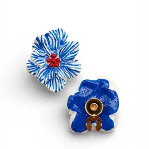 SUNSET MAGIC STUDIO Blumya Marine Floral Button Cover Pair - Yellow