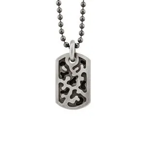 SNAKE BONES Small Camouflage Dog Tag In Sterling Silver - Gray