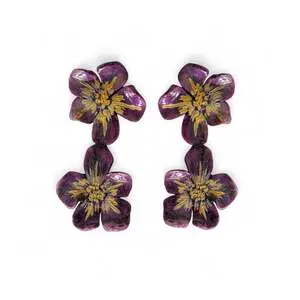 SUNSET MAGIC STUDIO Amarina Gold Detailed Floral Earrings - Yellow