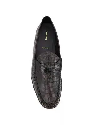 TOM FORD Crocodile-effect Penny Loafers