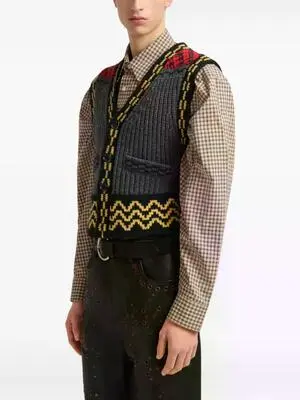 Marni Jacquard-knitted Geometric-trim Waistcoat