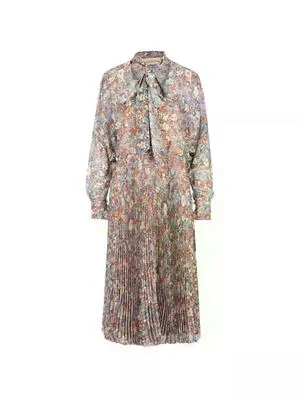 Valentino Garavani Floral-print Pussy-bow Midi Dress - Blue