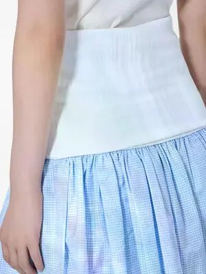 Miu Miu Pleated Gingham-pattern Mini Skirt - Blue