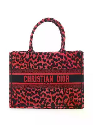 Dior 2010s Medium Book Leopard-print Tote Bag - Red