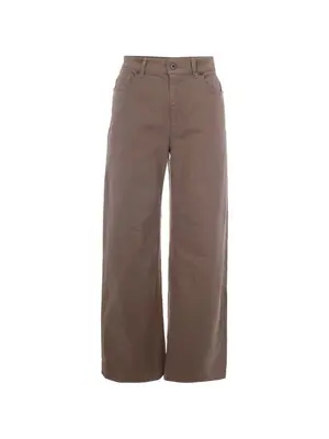 PAROSH Wide-leg Denim Jeans - Beige